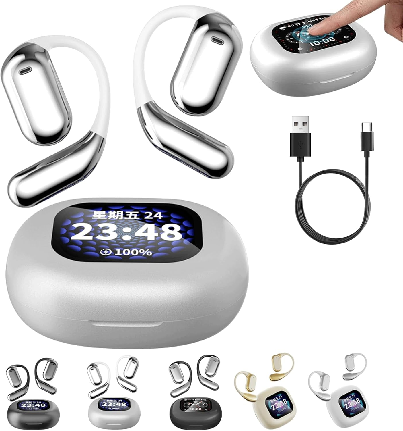 Xlorehinory Open Ear Earbuds, 2025 Upgraded True Powerful Bluetooth 5.4 Open Ear Earbuds, IPX5 ...