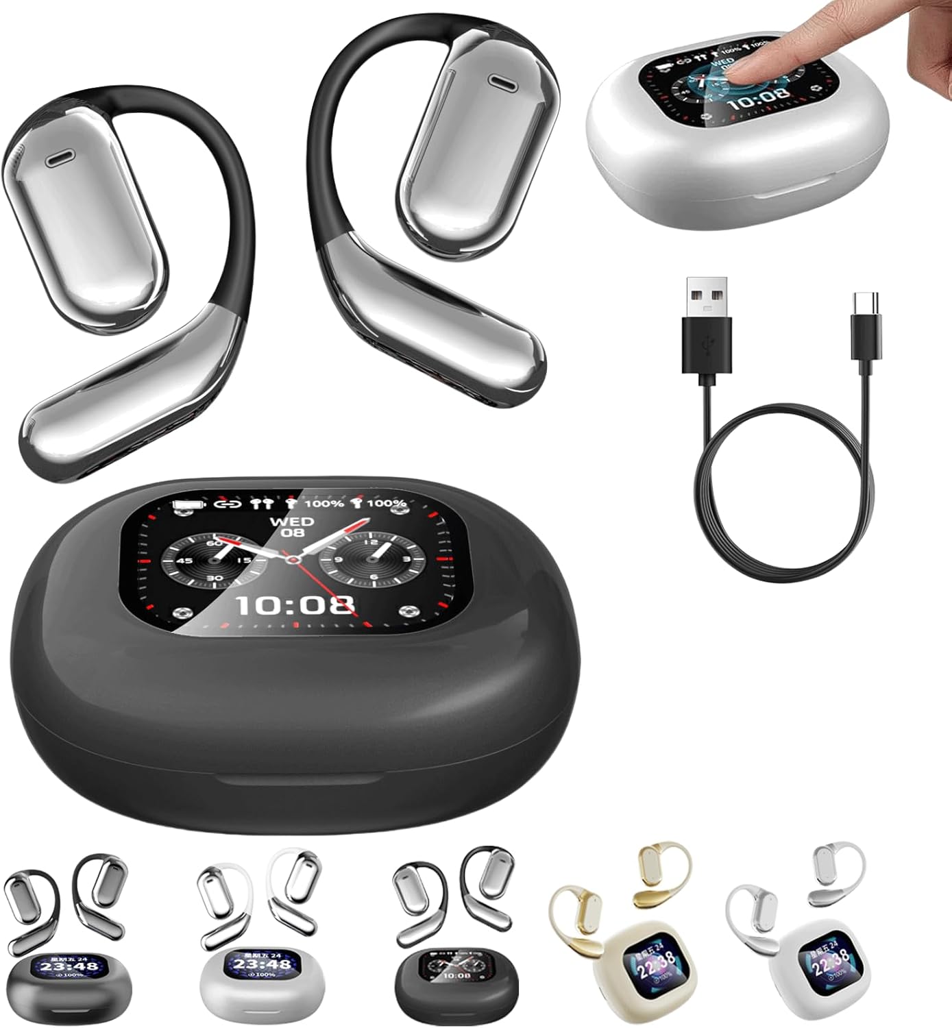 Xlorehinory Open Ear Earbuds, 2025 Upgraded True Powerful Bluetooth 5.4 ...