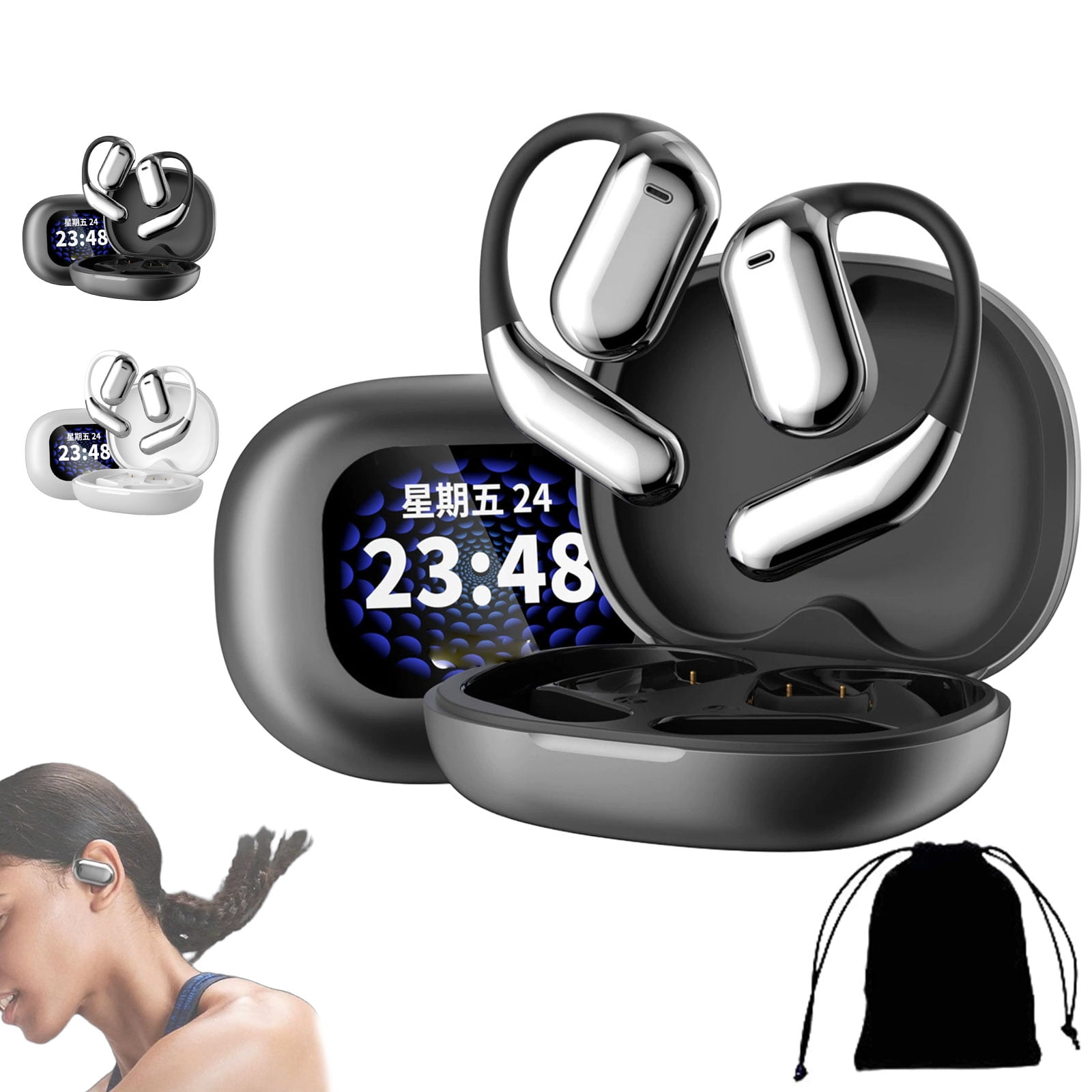 Xlorehinory Open Ear Earbuds, True Powerful Bluetooth 5.4 Open Ear ...