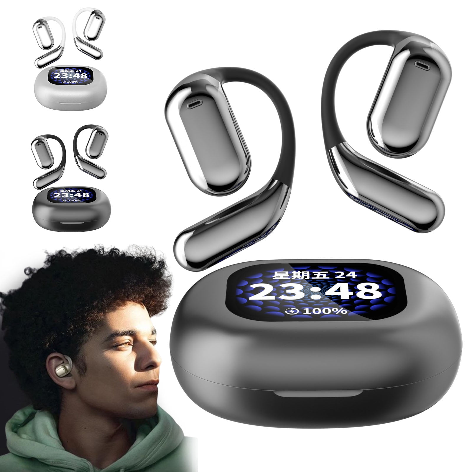 Xlorehinory Open Ear Earbuds, True Powerful Bluetooth 5.4 Open Ear ...