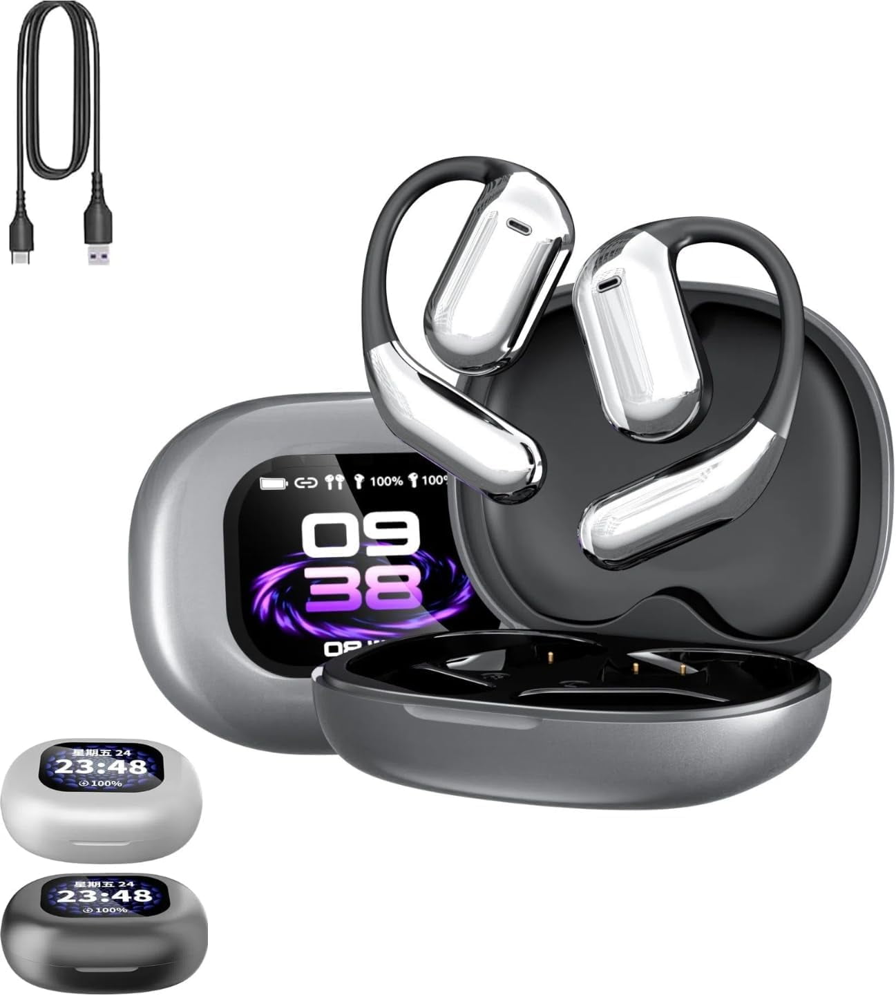 Xlorehinory Open Ear Earbuds, True Powerful Bluetooth 5.4 Open Ear ...