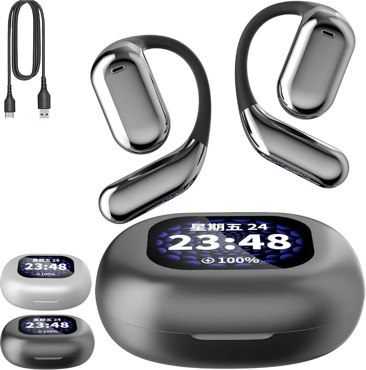 Xlorehinory Open Ear Earbuds, True Powerful Bluetooth 5.4 Open Ear ...