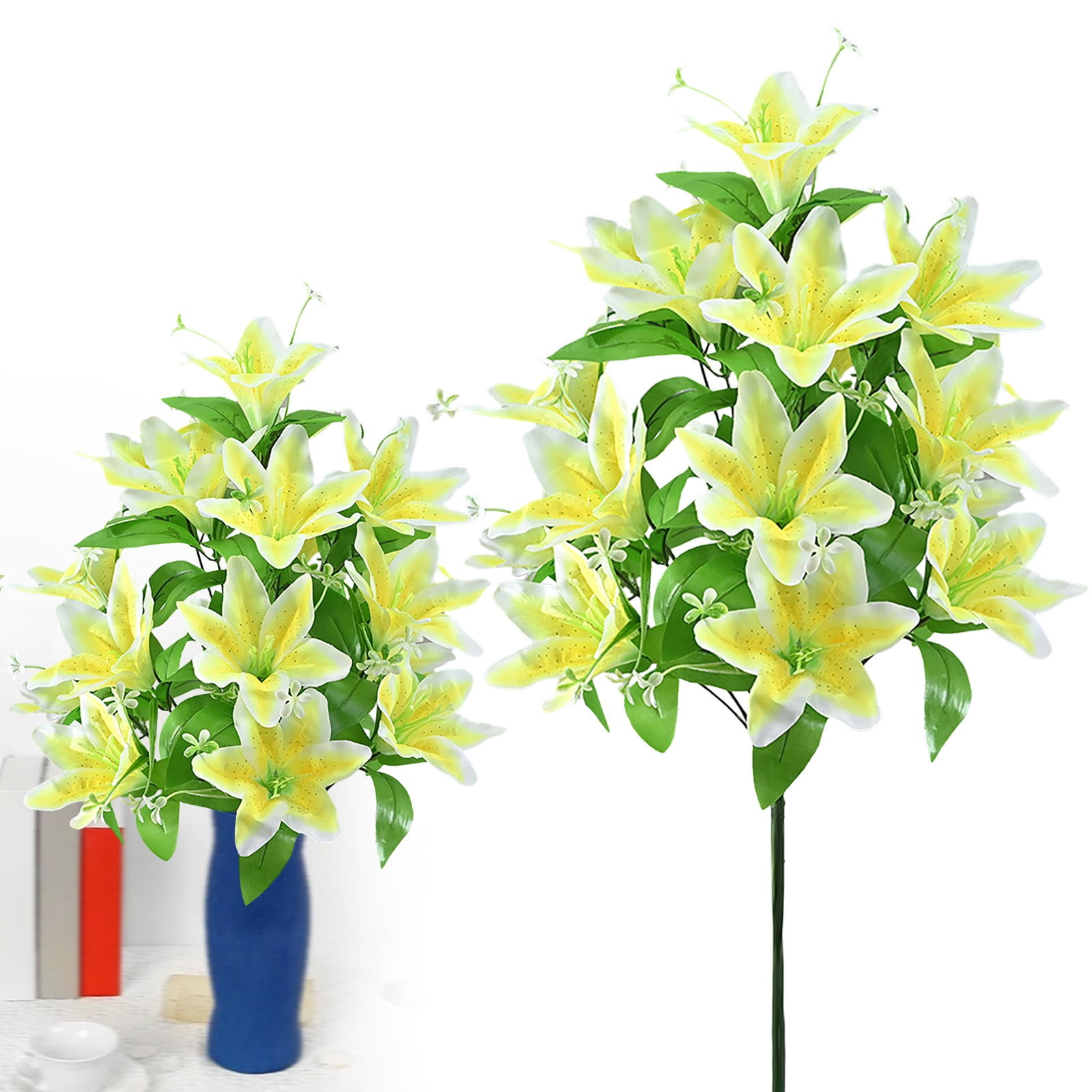 Xloro Artificial Silk Lily Flowers Bouquet for Decoration, 1Pc 18 Heads ...