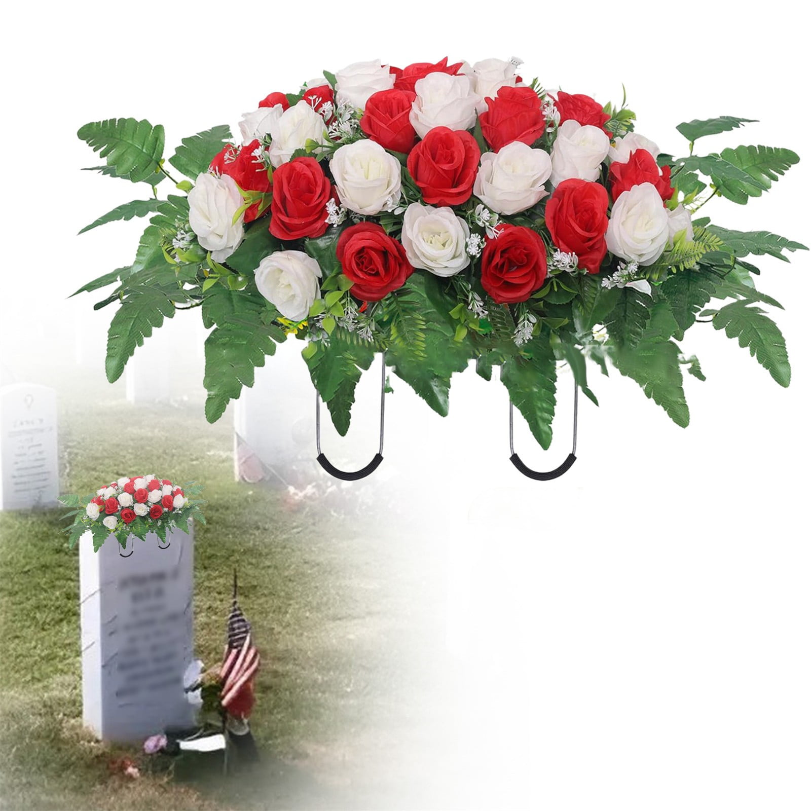Xloro Cemetery Flowers for Grave, Headstone Flower Saddle, Easy to ...