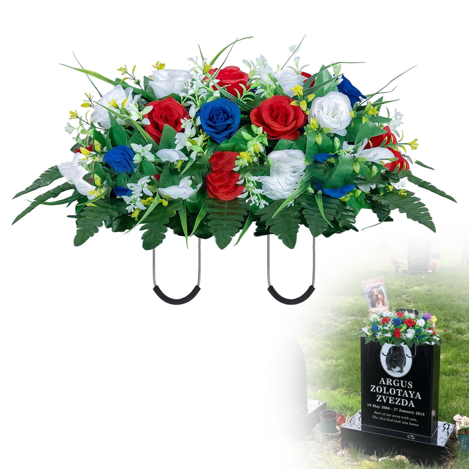 Xloro Cemetery Flowers for Grave, Headstone Flower Saddle, Easy to ...