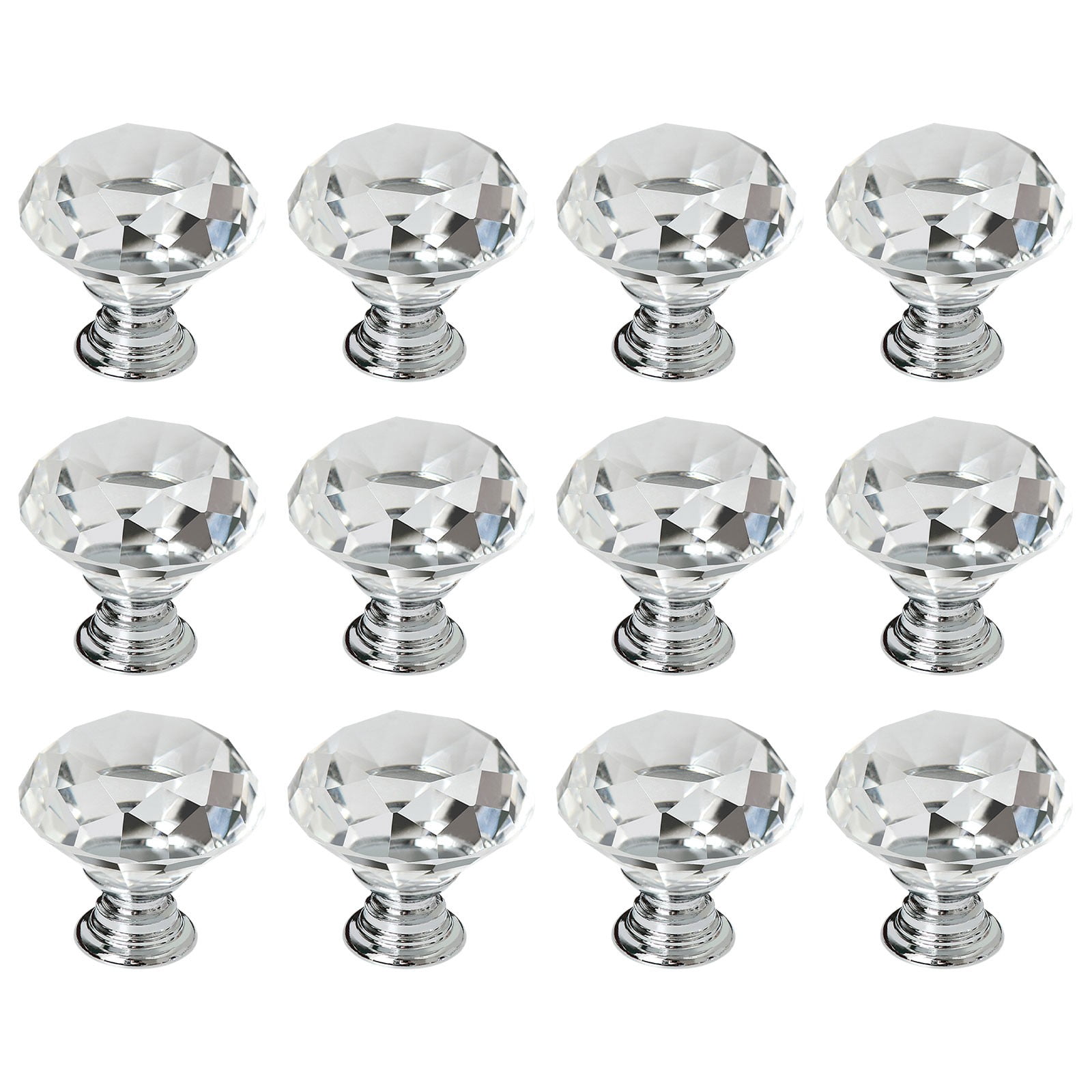 Xloro Crystal Glass Cabinet Knobs Diamond Shape Drawer Pulls Handles ...