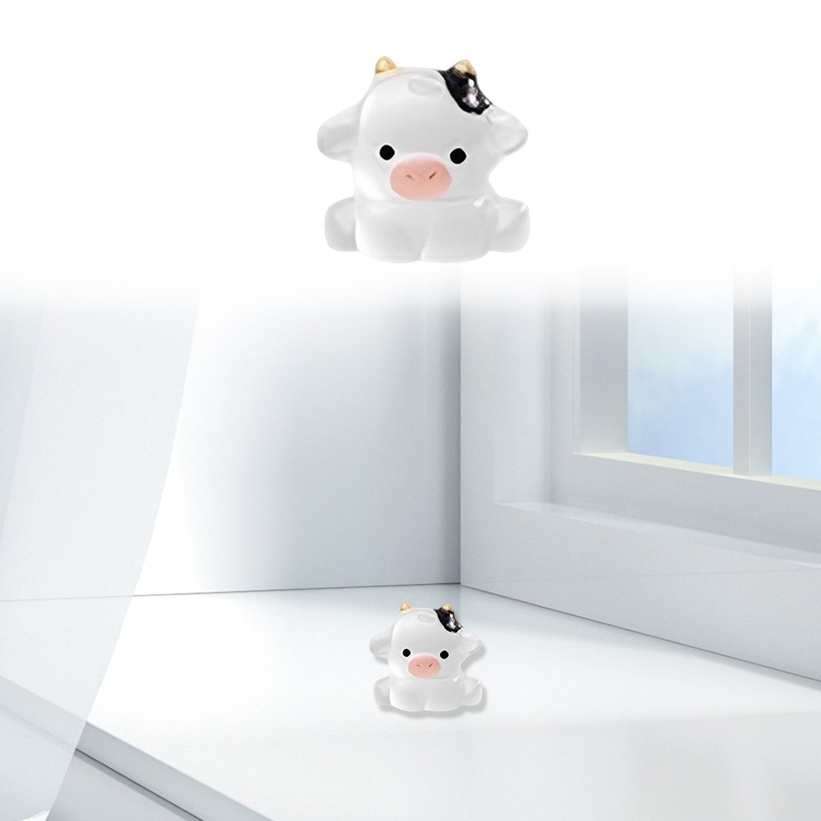 Xloro Cute Luminous Cow Car Decorations Mini Resin Glow-in-the-Dark Cow ...