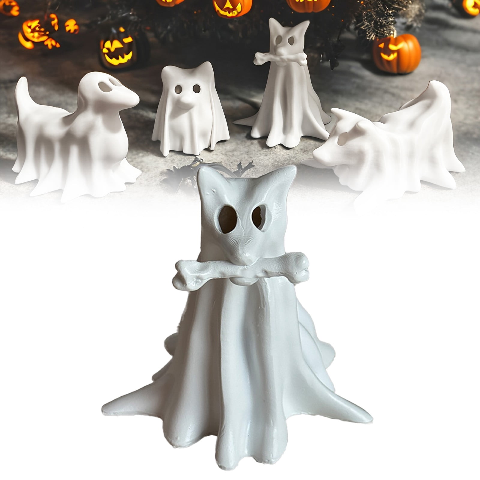 Xloro Ghost Decor, Resin Molds, Draped Ghost Figurines, White ...
