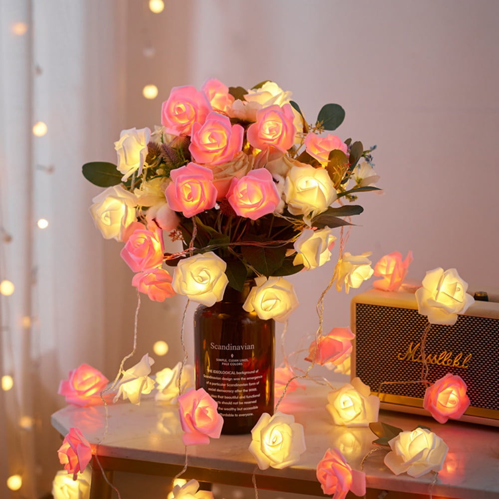 Xmarks 10 LED Rose Lights Mothers Day Decor, 6.5Ft String Lights with ...