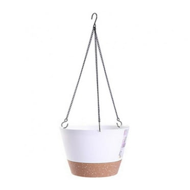 La Jolie Muse Large Garden Hanging Planter - 8 Inch Speckled White Pot ...