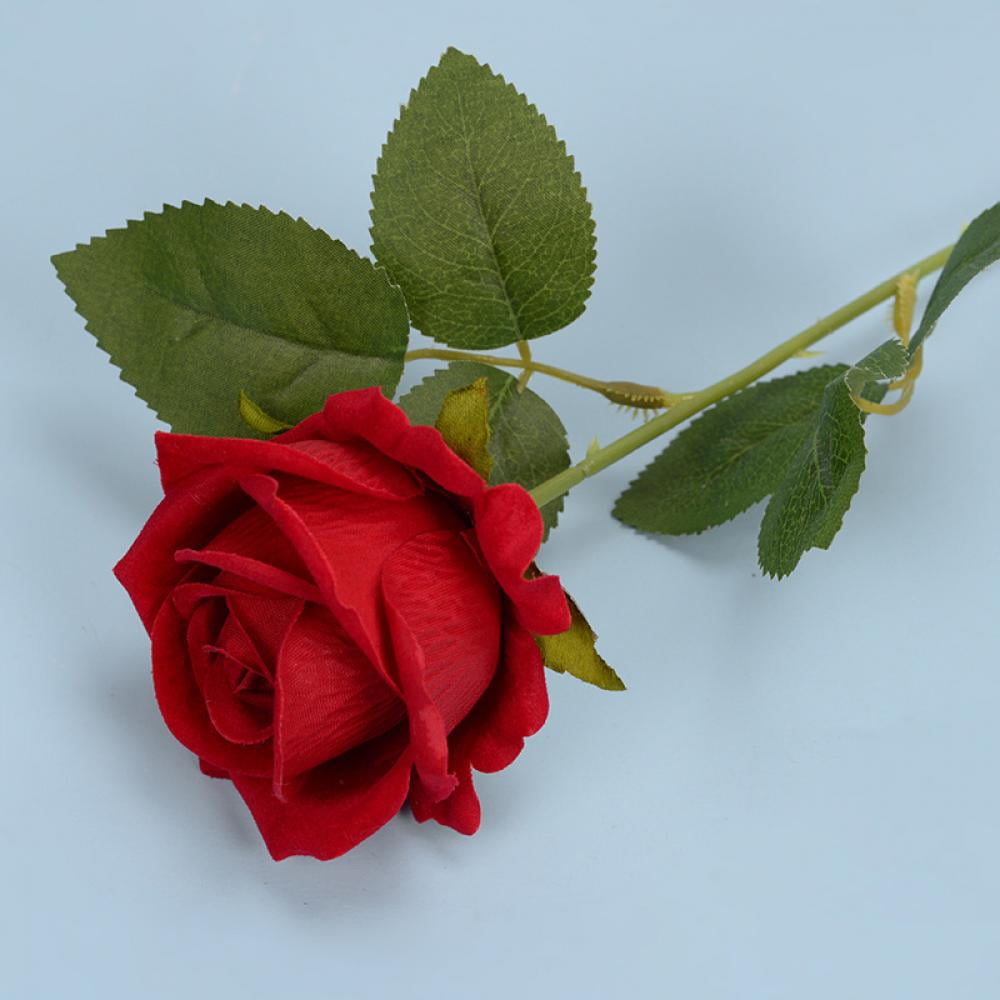 Xmarks 10pcs Red Rose Artificial Flowers Long Stem 20in Fake Single ...