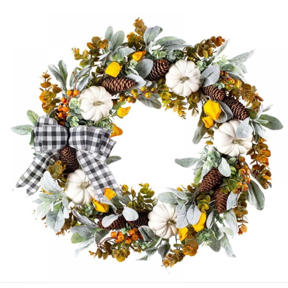 Xmarks 18 inch Fall Wreath Magnolia Leaves Other Leaves with White ...