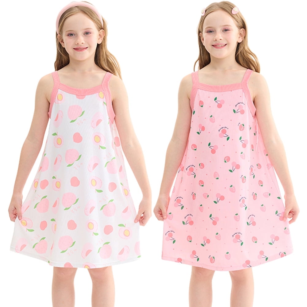 Xmarks 2 Pack Girls Nightgown Sleepwear Cute Print Cami Nightdress 3-15 ...