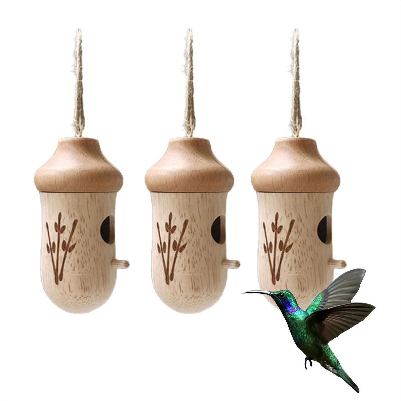 Xmarks 3pcs Hummingbird House, Wooden Hummingbird House Outside Hanging ...