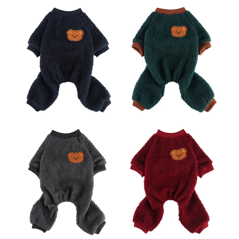 Xmarks 4 Pack Thermal Pet Winter Clothes for Dog Pajamas Cat Onesies ...