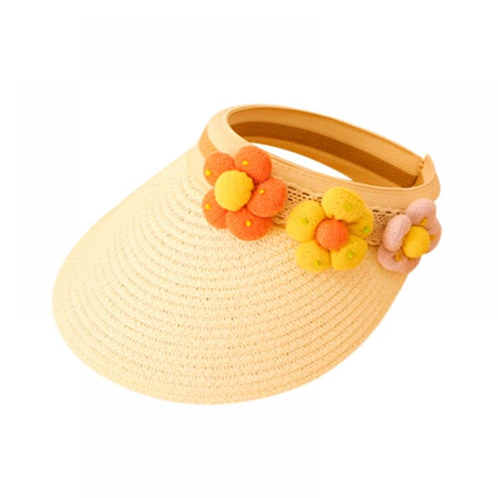 Xmarks Baby Roll-up Straw Visor Hat Sun Hat, Kid Toddler Wide Brim Cute ...