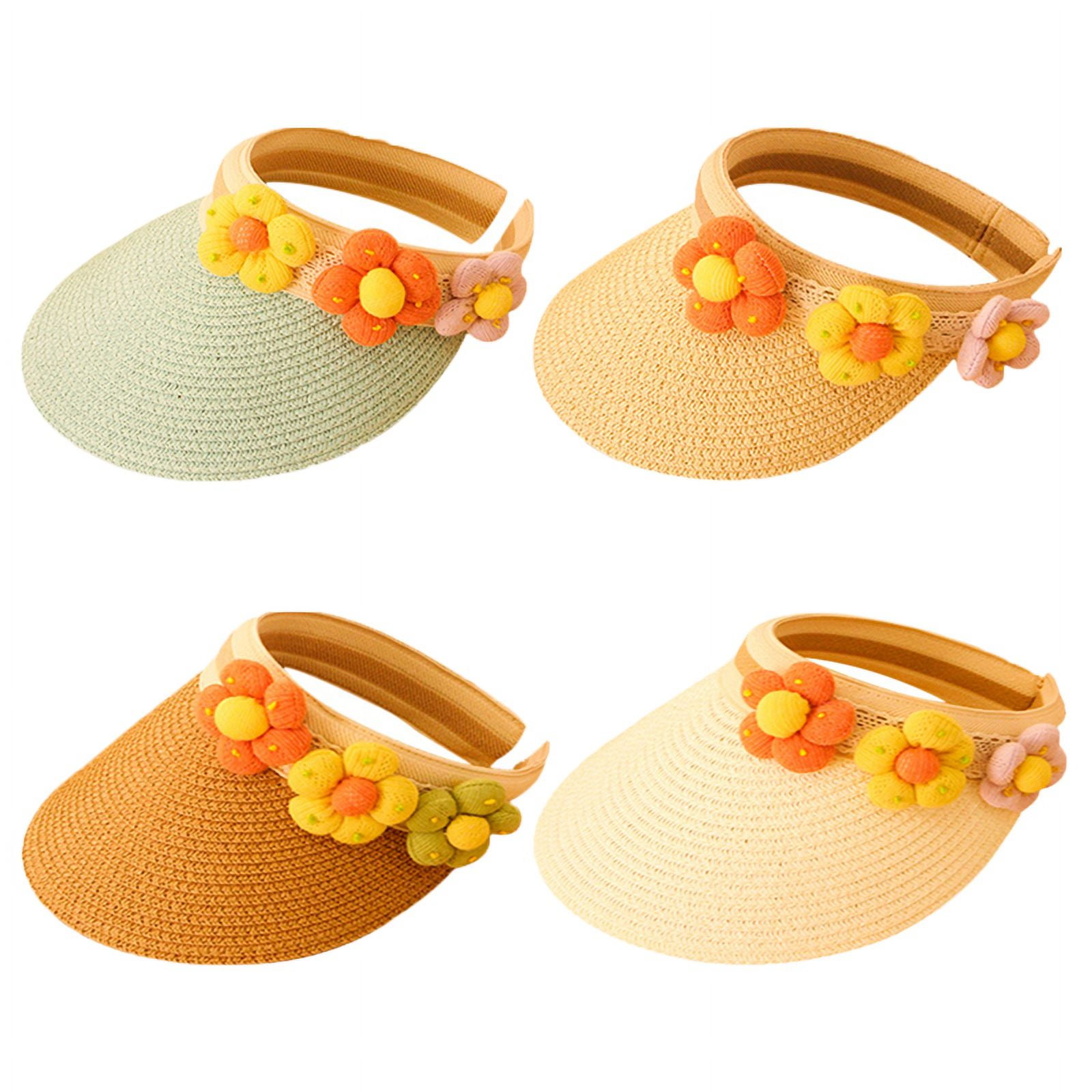 Xmarks Baby Roll-up Straw Visor Hat Sun Hat, Kid Toddler Wide Brim Cute ...