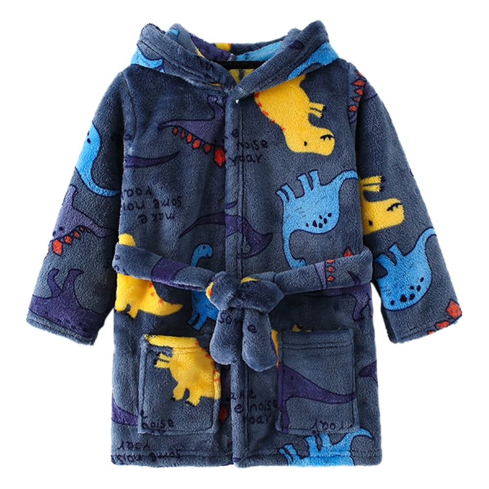 Xmarks Boys Girls Hooded Robe Toddler Kids Cartoon Printed Plush ...