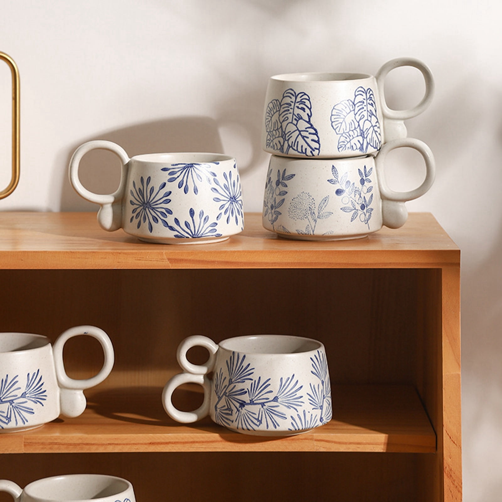 Xmarks Ceramic Coffee Mugs Vintage Cups With Big Handle, Hand Crafted ...