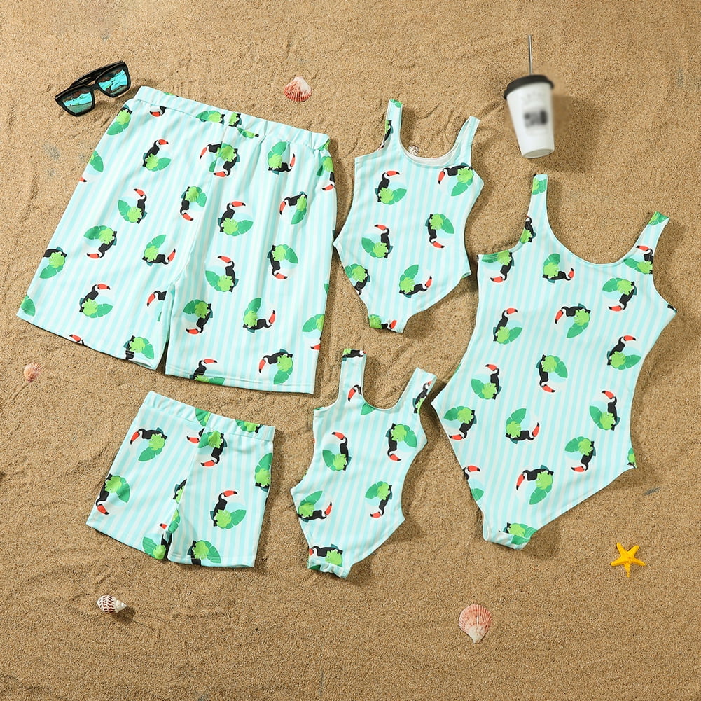 Xmarks Family Matching Swimsuits Mommy and Me Two Pieces Tropical Print ...