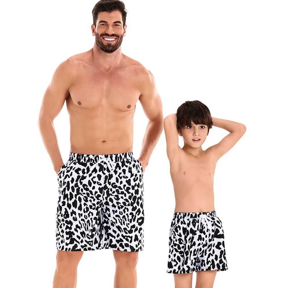 Xmarks Father Son Matching Swim Trunks - Cow Pattern Print Swimming ...