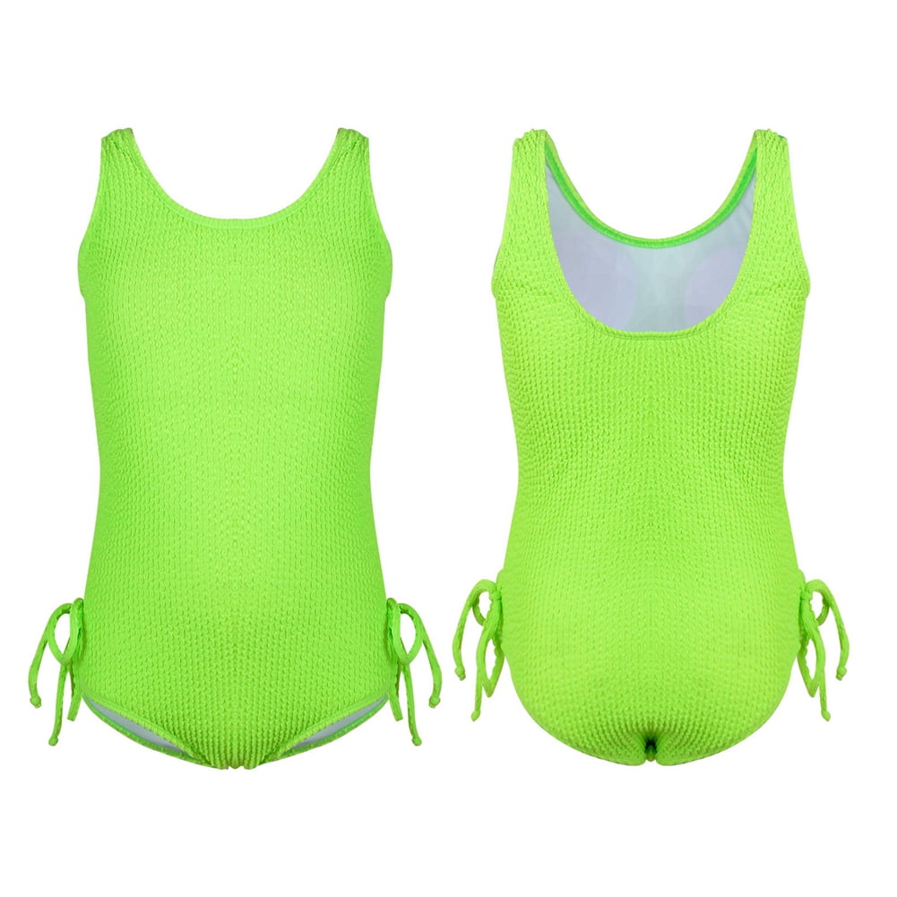 Xmarks Girls' Athletic One Piece Swimsuit Kids Solid Color Swimwear for ...