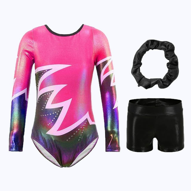 Xmarks Girls Gymnastics Leotards Long Sleeve with Shorts Outfits ...
