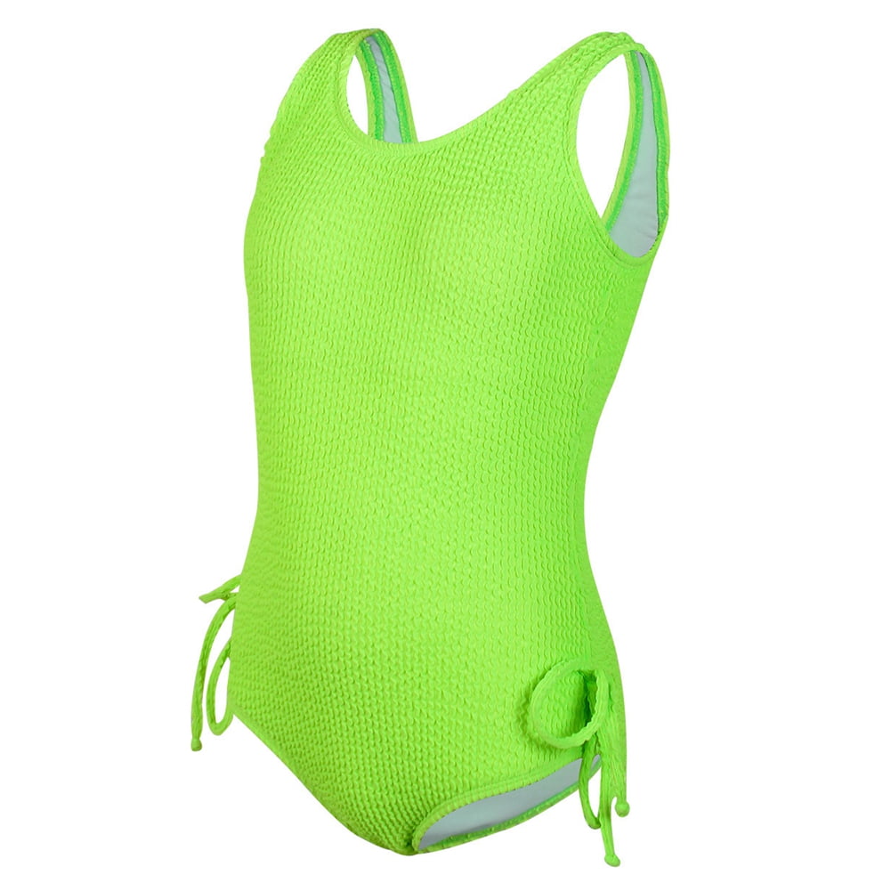 Xmarks Girls One Piece Swimsuits Solid Color Bathing Suit Side Tie ...