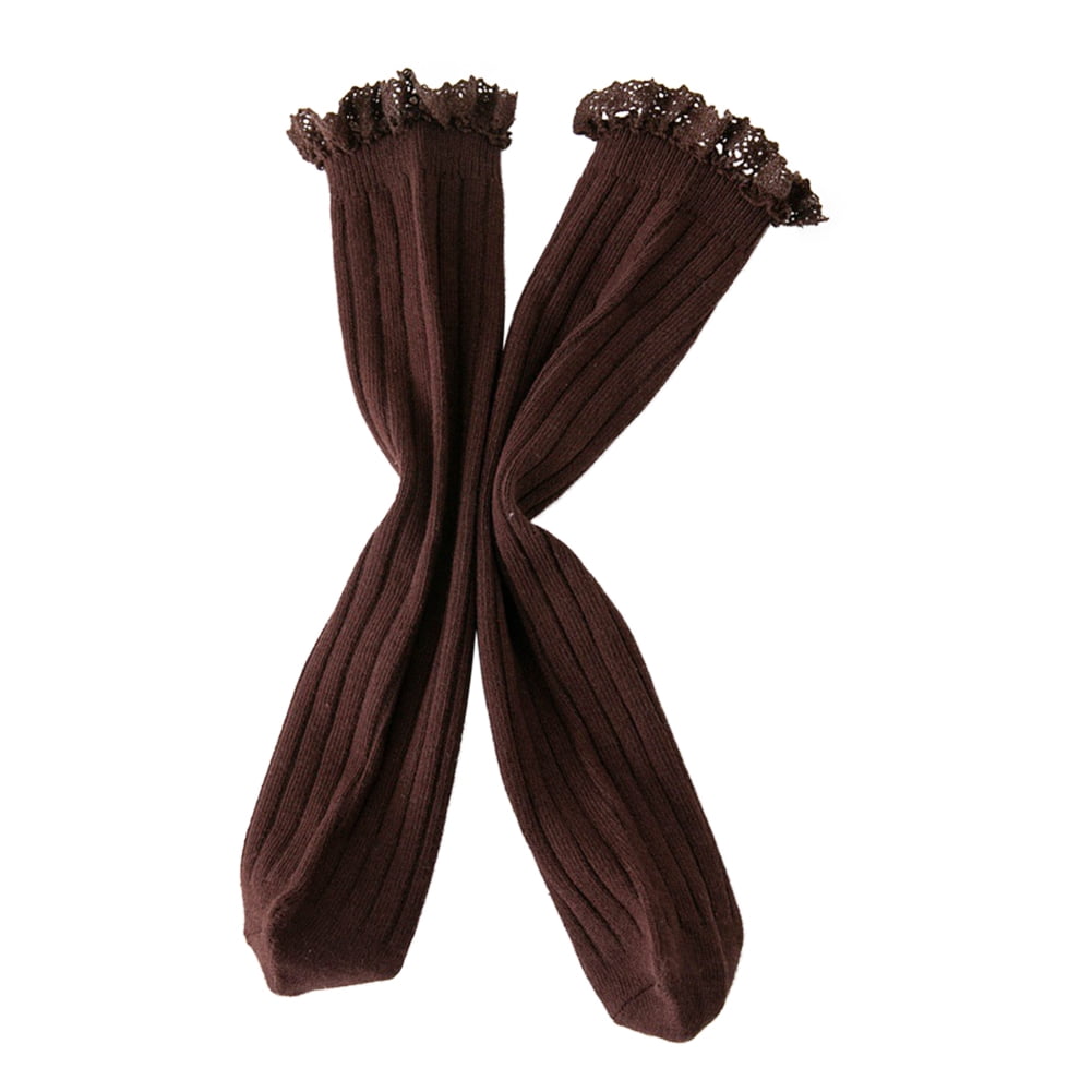 Xmarks Kids Girls Ruffle Slouch Socks - One Size - Ribbed Knee High ...