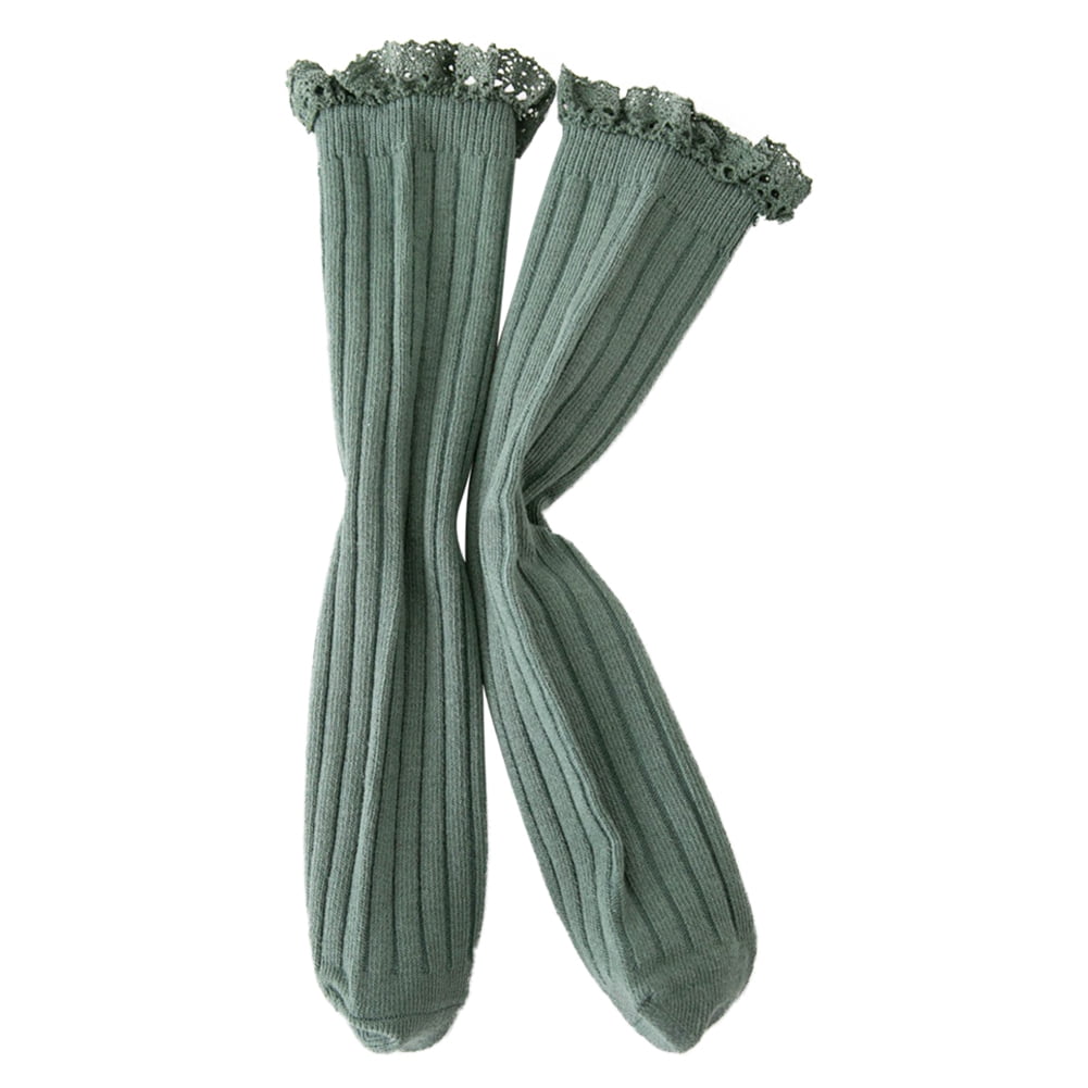 Xmarks Kids Girls Ruffle Slouch Socks - One Size - Ribbed Knee High ...