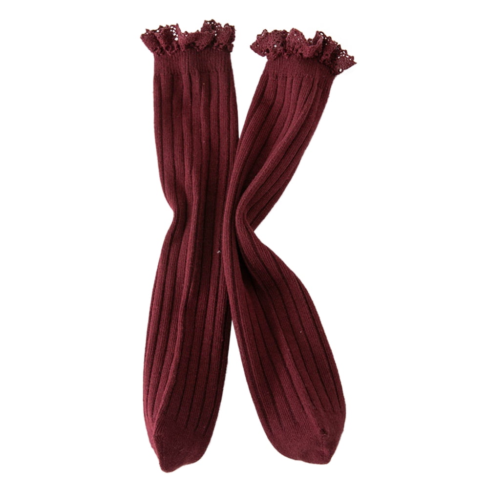 Xmarks Kids Girls Ruffle Slouch Socks - One Size - Ribbed Knee High ...