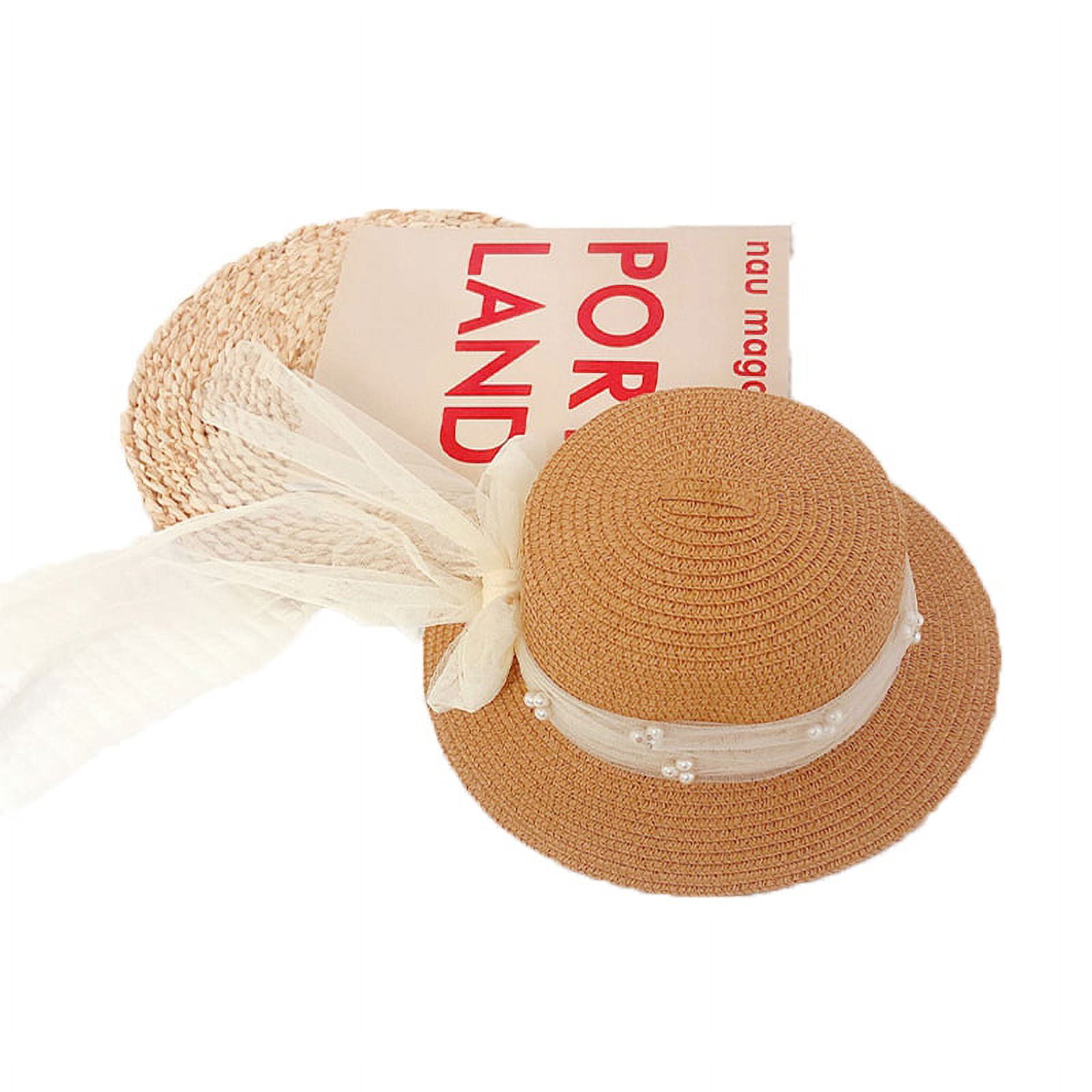 Xmarks Kids Girls Straw Hat with Bowknot, Toddler Sun Hat for Summer ...