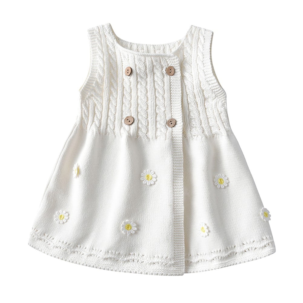 Xmarks Little Girl Jumper Dress Sweater Sleeveless Sweater Dress Kids ...