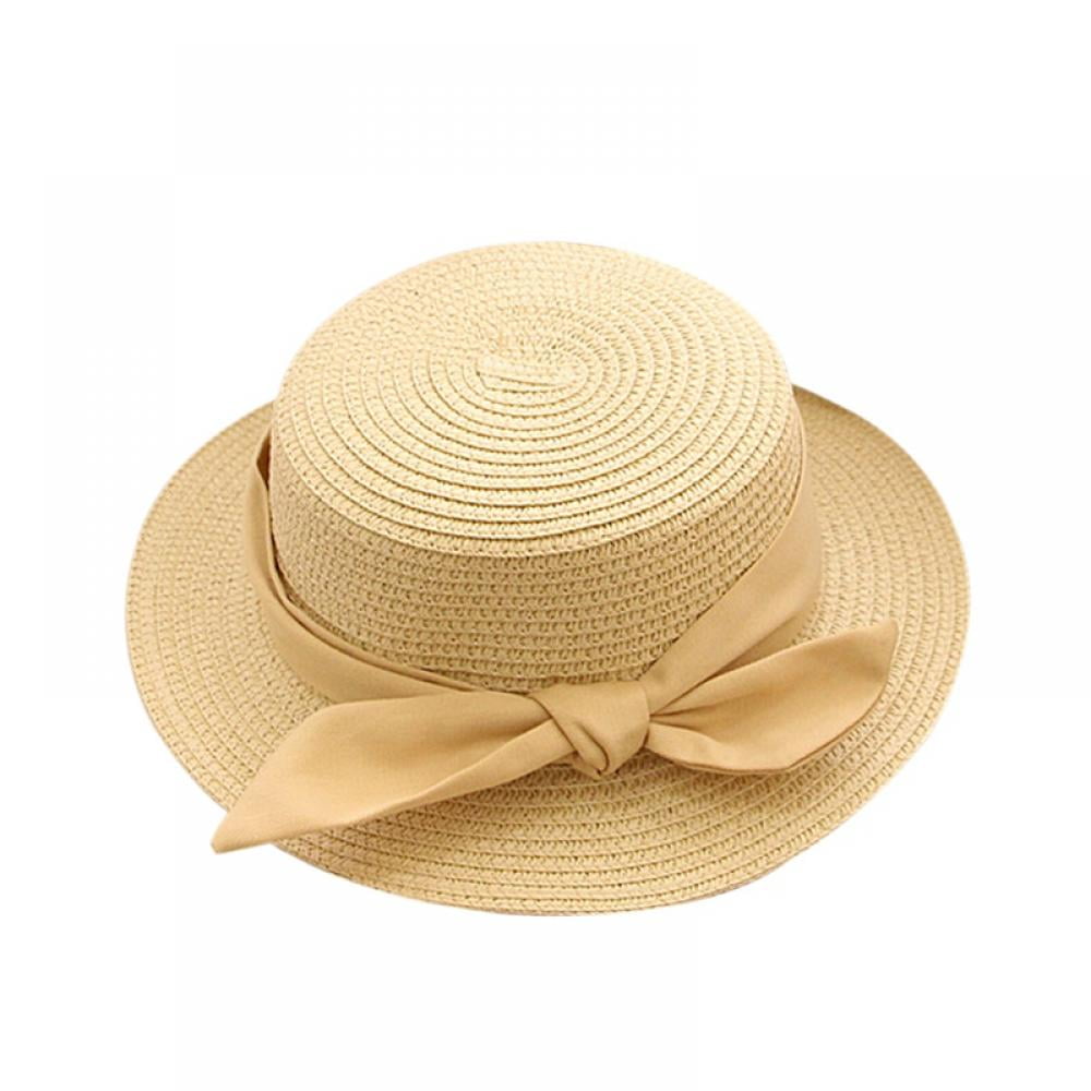 Xmarks Little Girls Straw Hat with Bowknot Summer Beach Sun Protection ...