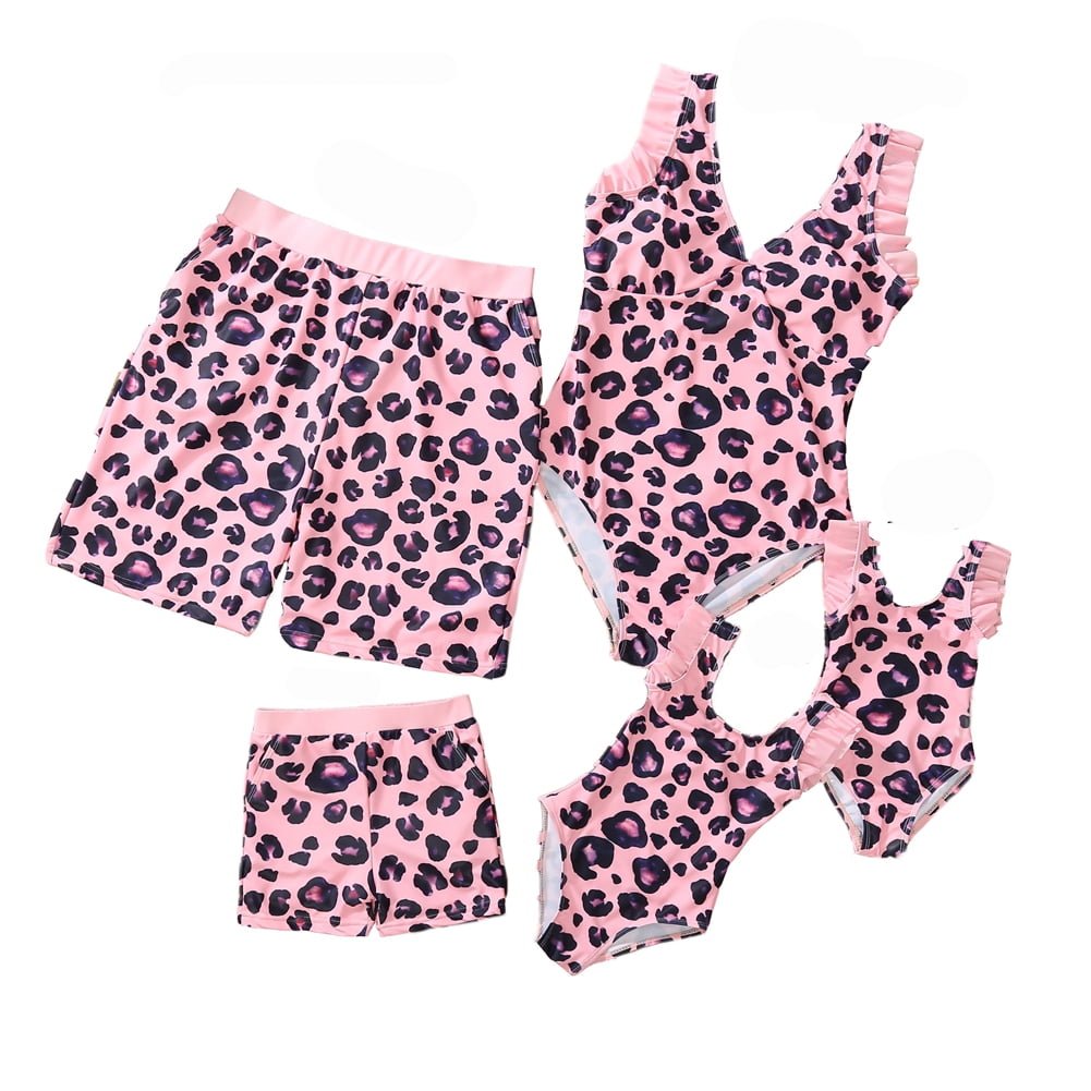 Xmarks Matching Family Leopard Printed Swimsuits Mommy and Me One Piece ...