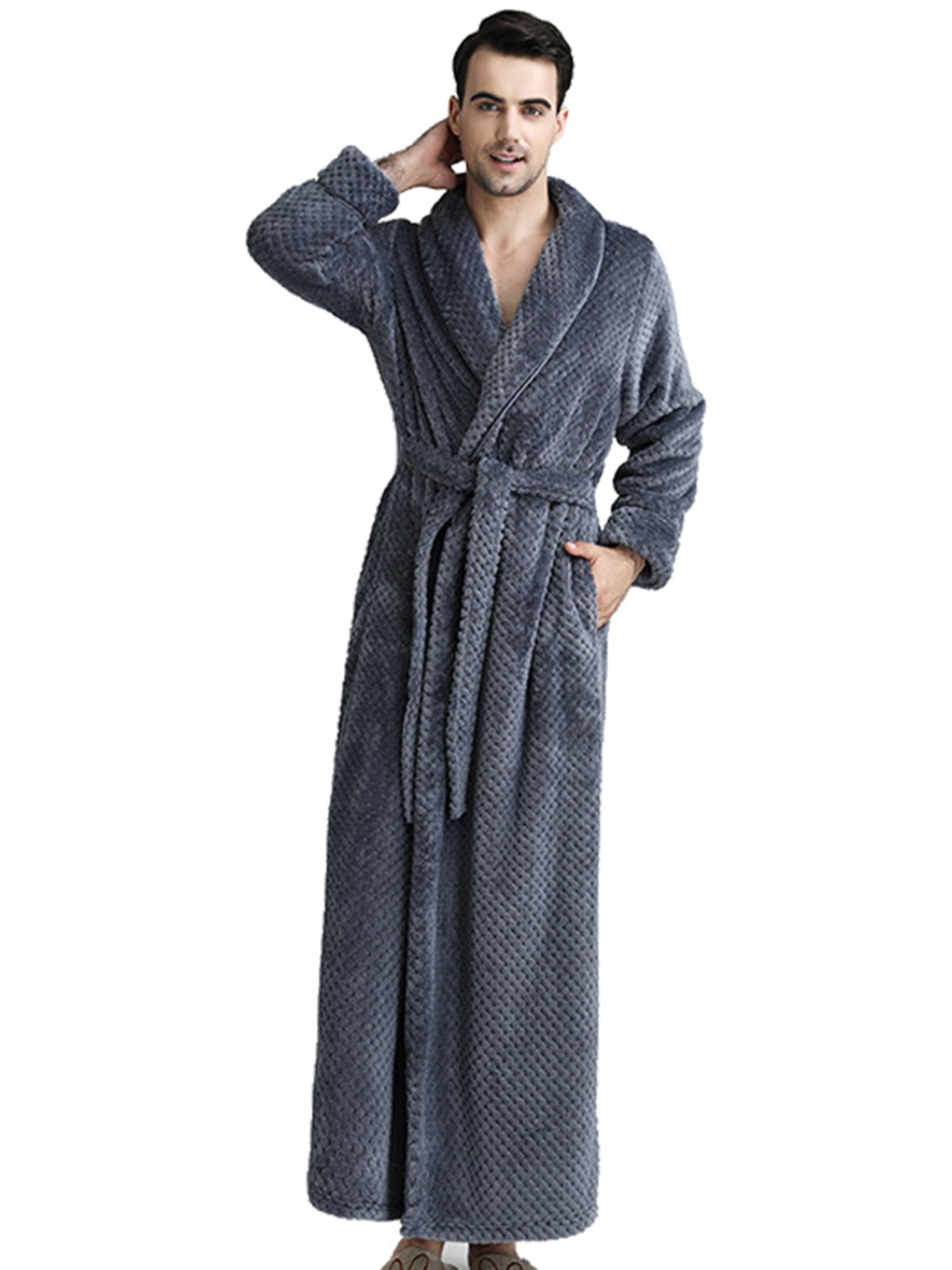 Xmarks Men's Terry Bathrobe Big & Tall Long Plush Shawl Collar Bathrobe ...