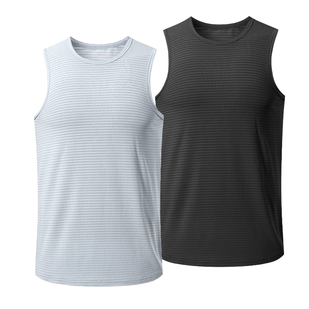 Xmarks Men's Workout Tank Tops Striped Mesh Breathable Lightweight ...
