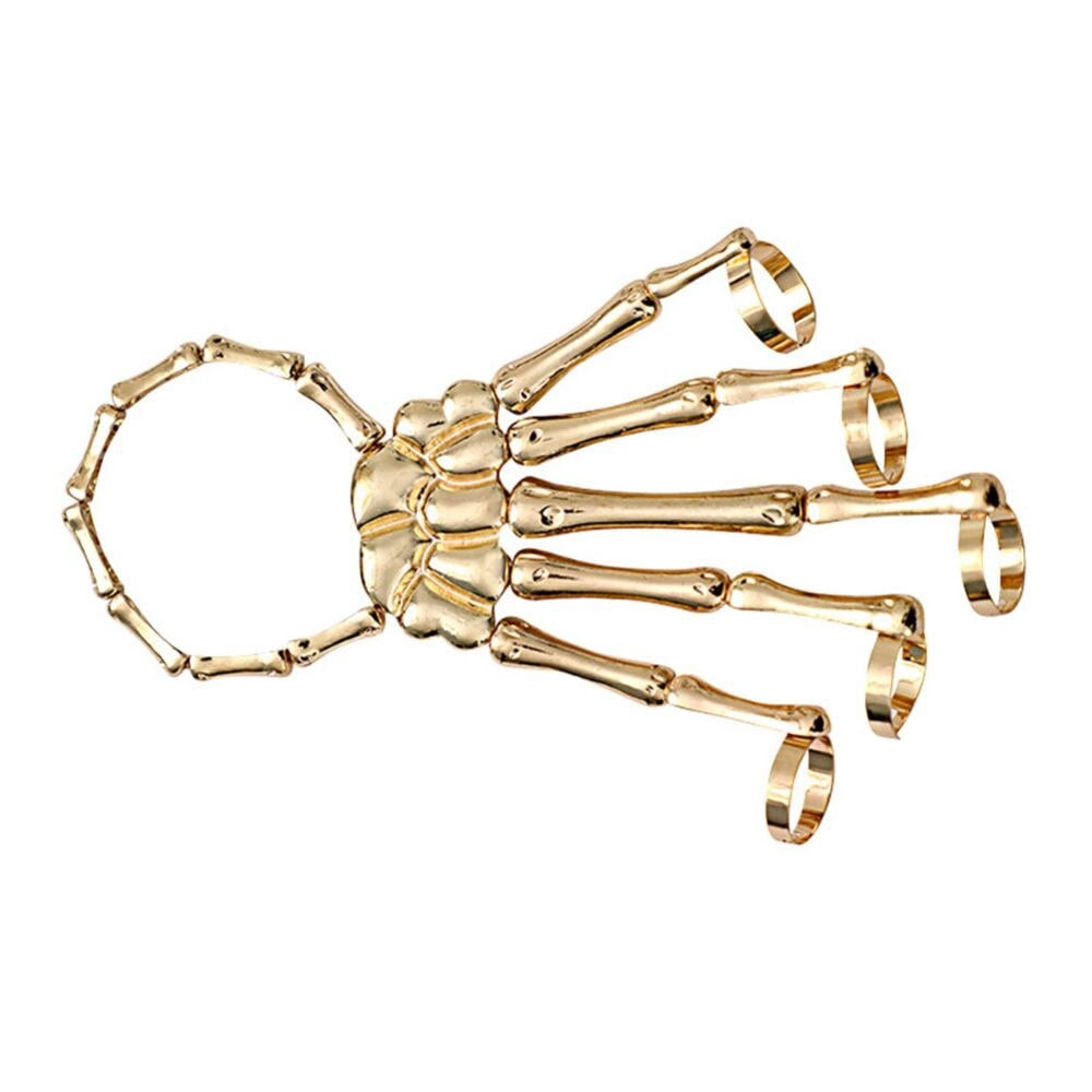 Xmarks Metal Skeleton Hand Glove Halloween Props Gift Finger Bracelet ...