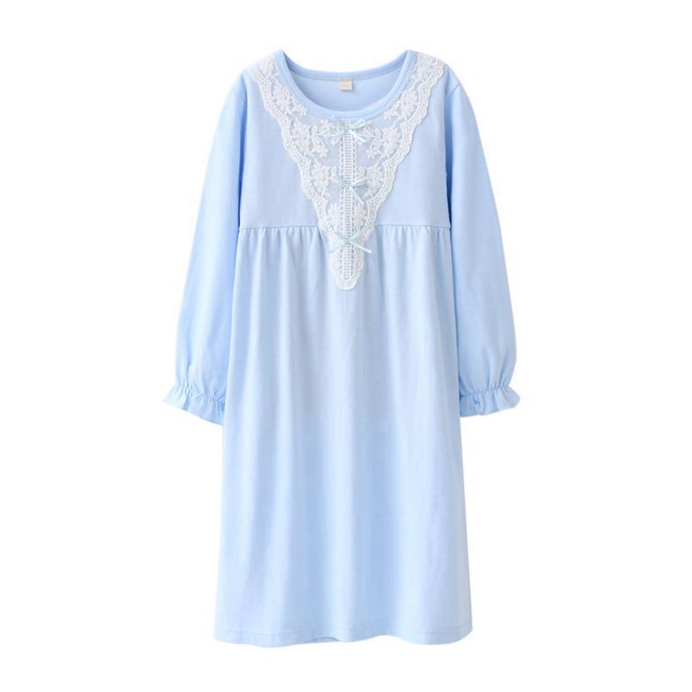 Xmarks Nightgown for Girls Cotton Princess Nightdress Sleepwear Long ...