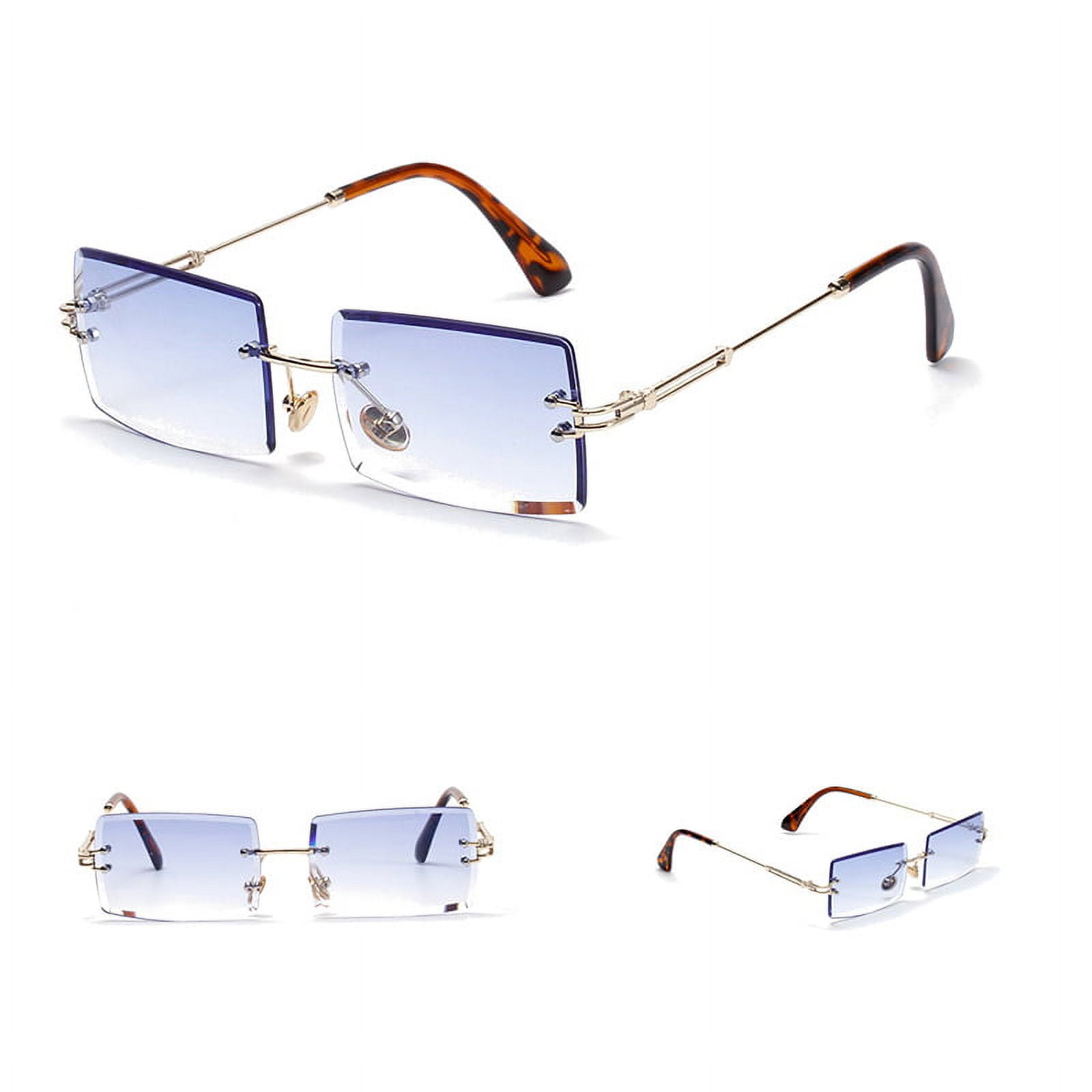 Xmarks Rimless Rectangle Sunglasses Korean Style Retro Sunglasses ...