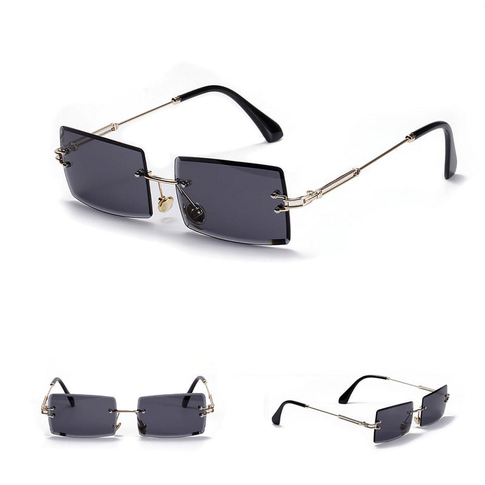 Xmarks Rimless Rectangle Sunglasses Korean Style Retro Sunglasses ...
