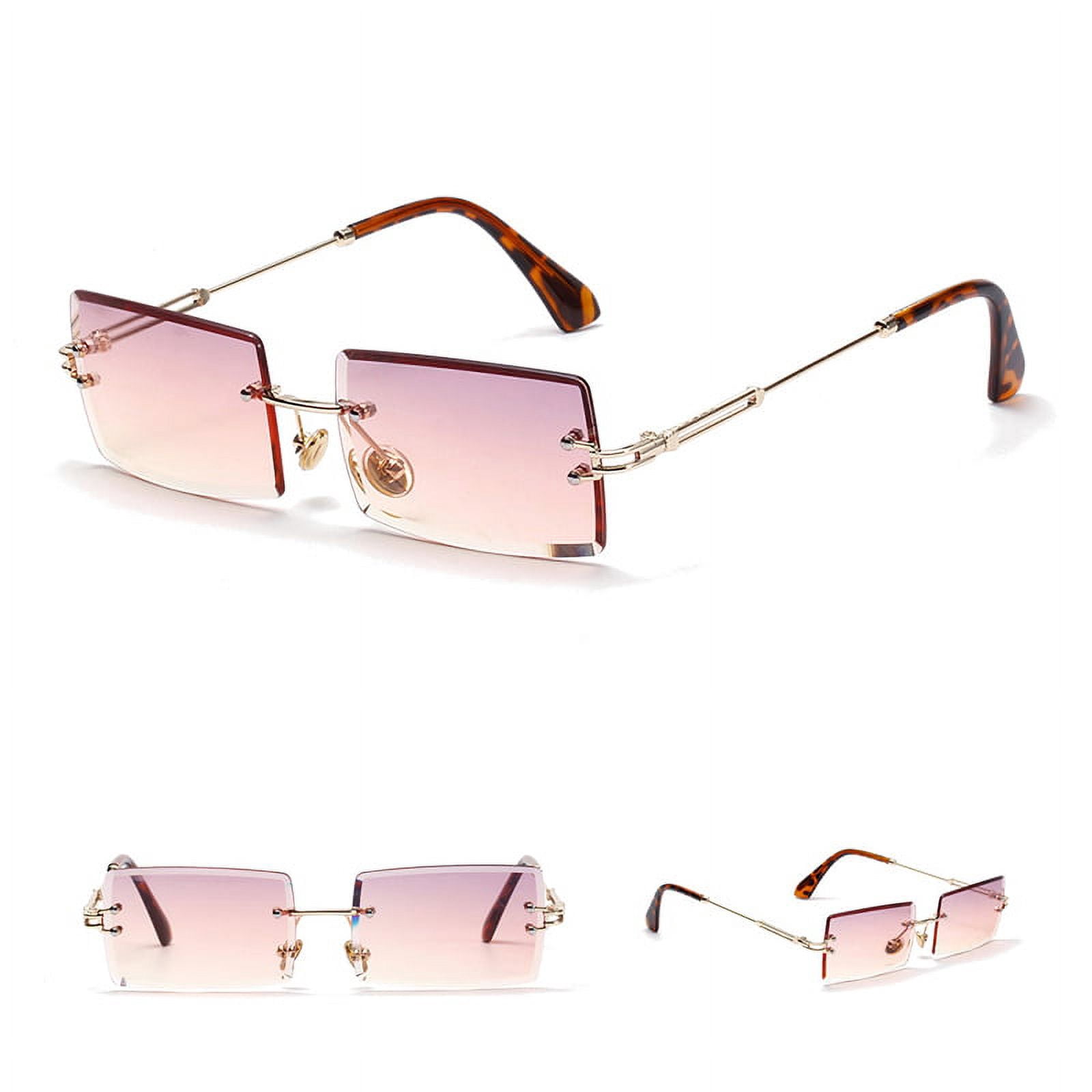 Xmarks Rimless Rectangle Sunglasses Korean Style Retro Sunglasses ...