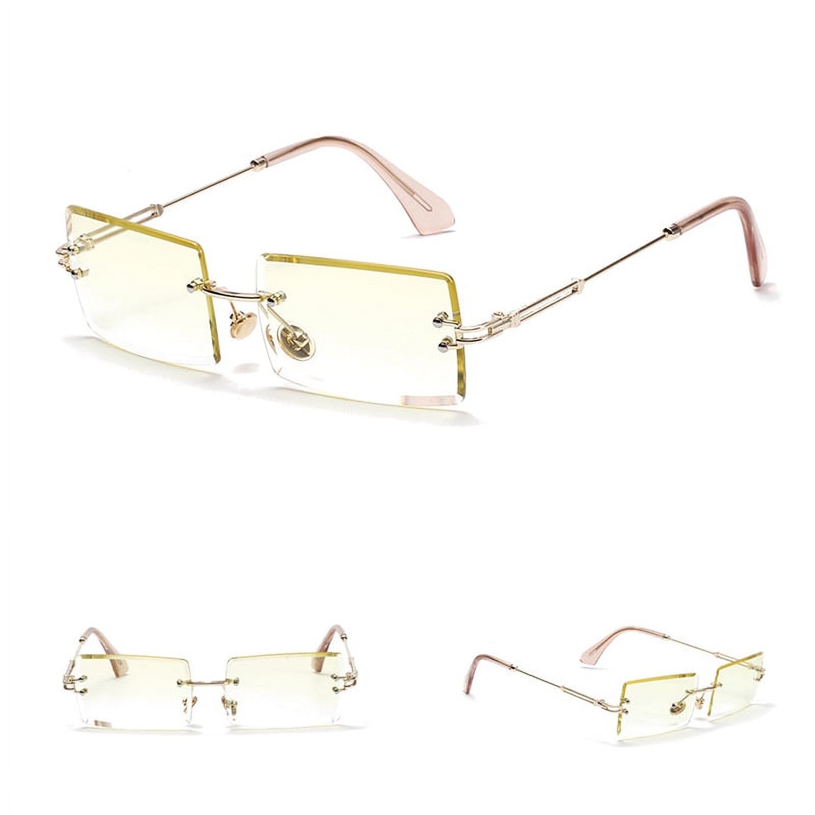 Xmarks Rimless Rectangle Sunglasses Korean Style Retro Sunglasses ...