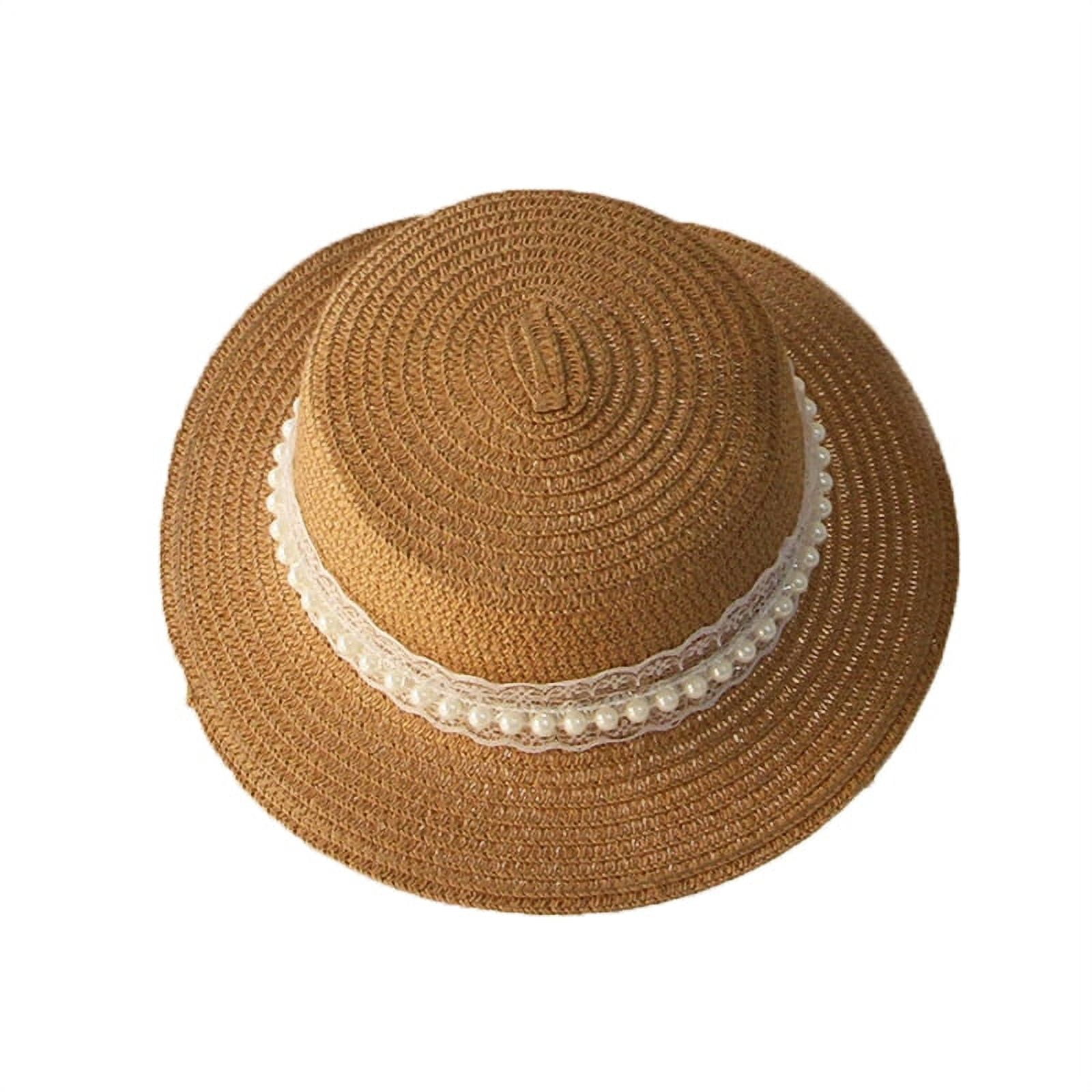 Xmarks Sun Straw Hat Kids Girls Large Wide Brim Travel Beach Beanie Cap ...