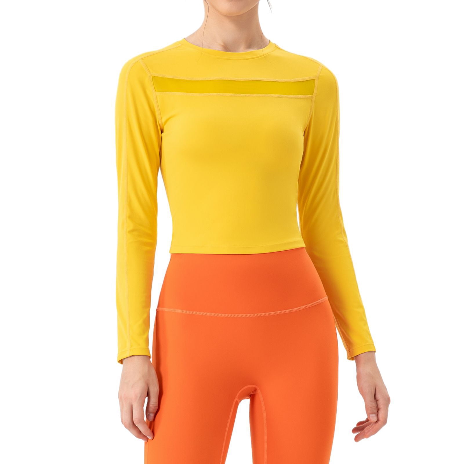 Xmarks Women's Breathable Mesh Tight Sport Clothes Long Sleeve Solid ...