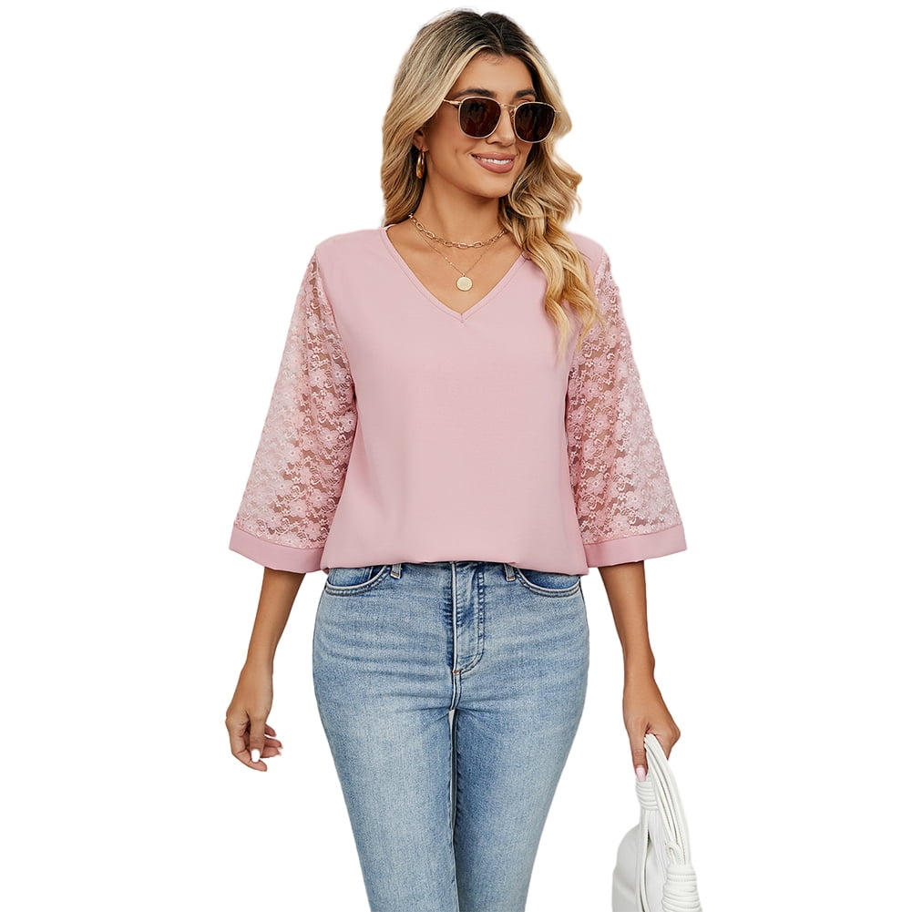 Xmarks Women's Dressy Casual Blouses White Business Work Chiffon Tops ...