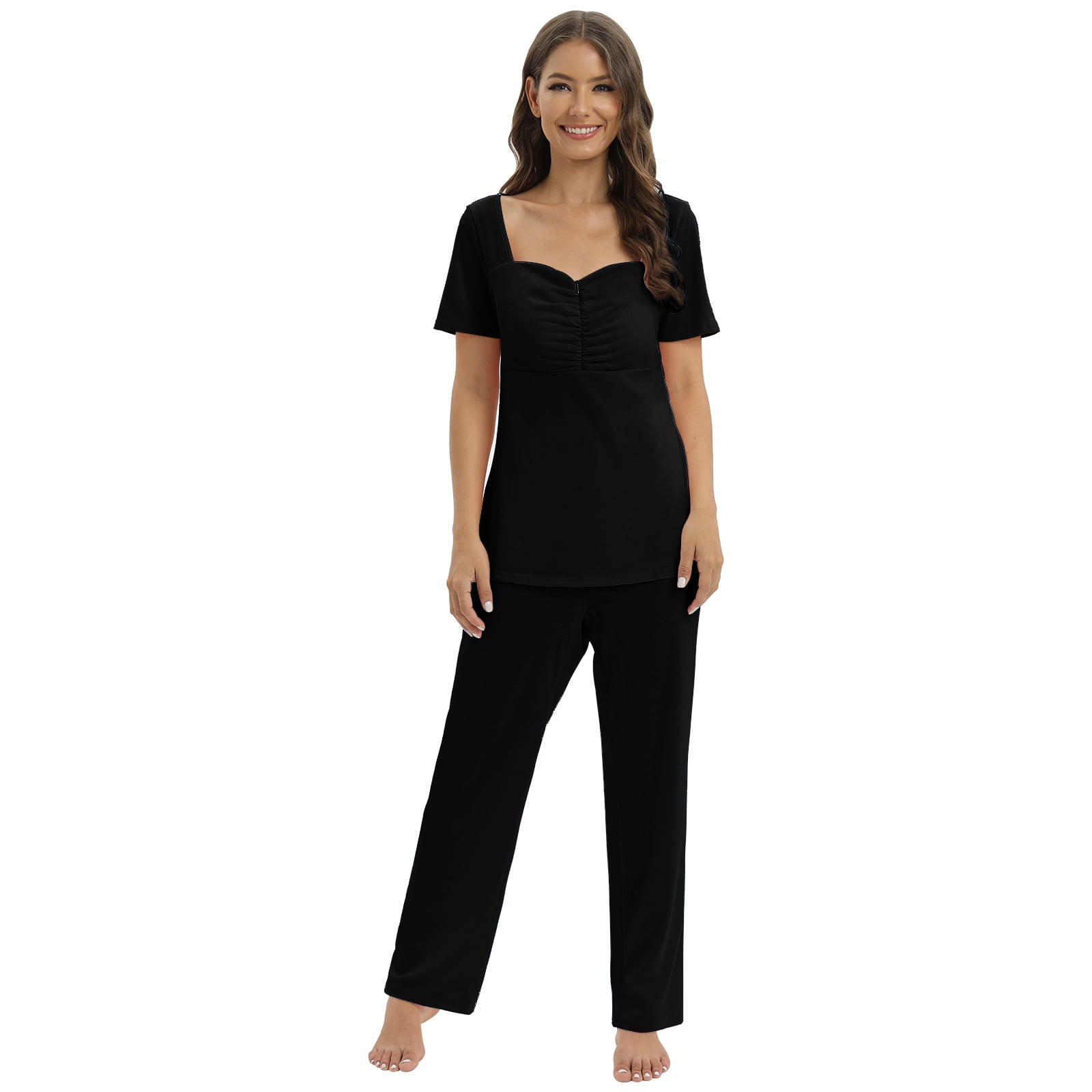 Xmarks Women's Maternity Nursing Pajama Set Breastfeeding Sleepwear Set ...