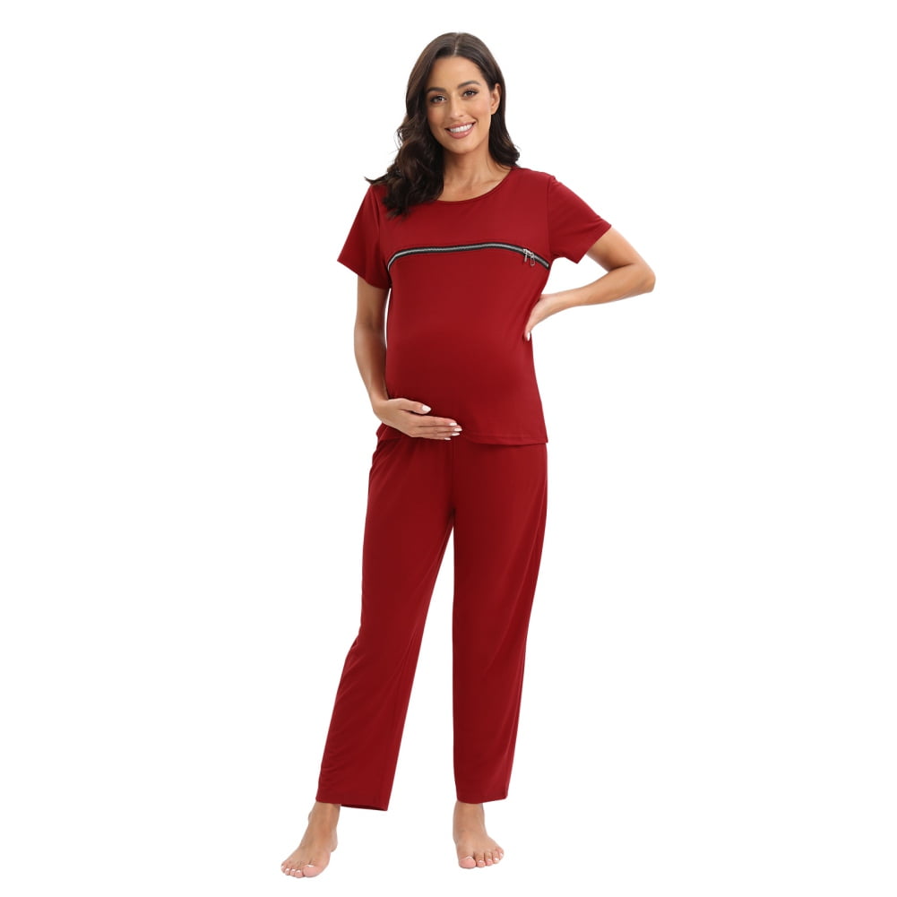 Xmarks Women's Maternity Nursing Pajamas for Hospital Short Raglan ...