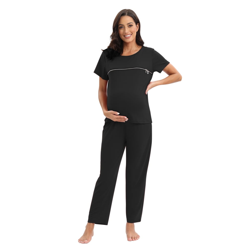 Xmarks Women's Maternity Nursing Pajamas for Hospital Short Raglan ...