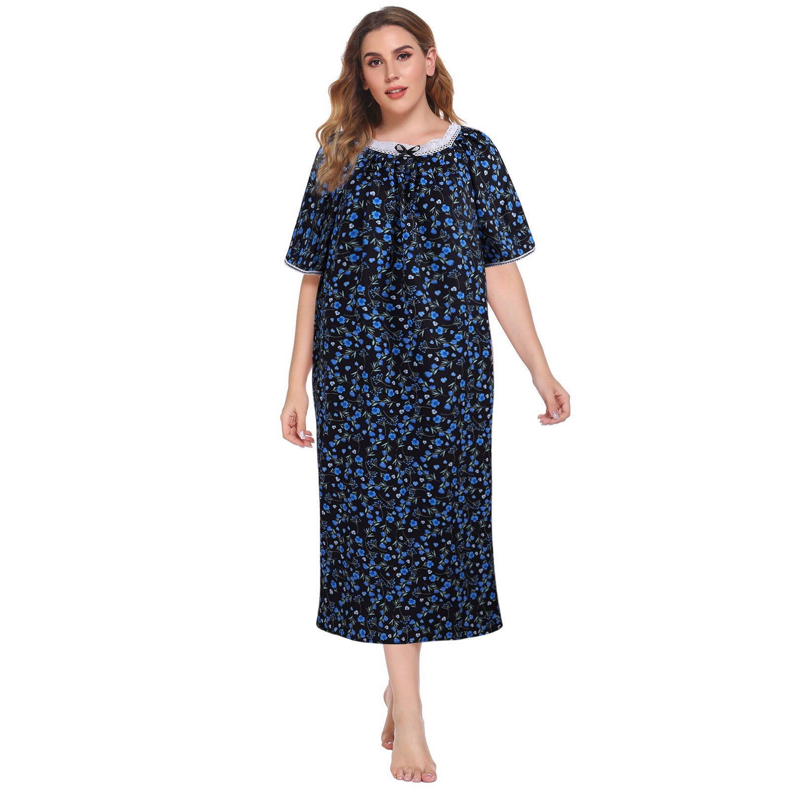 Xmarks Women's Plus Size Nightgown Sleepwear Short Sleeve Long ...